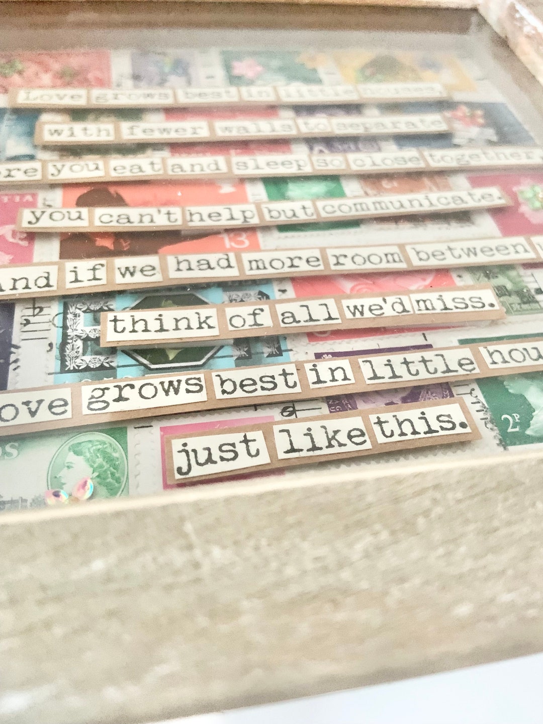 Love Grows Best in Little Houses Poem Mixed Media Wall Hanging Collage ...