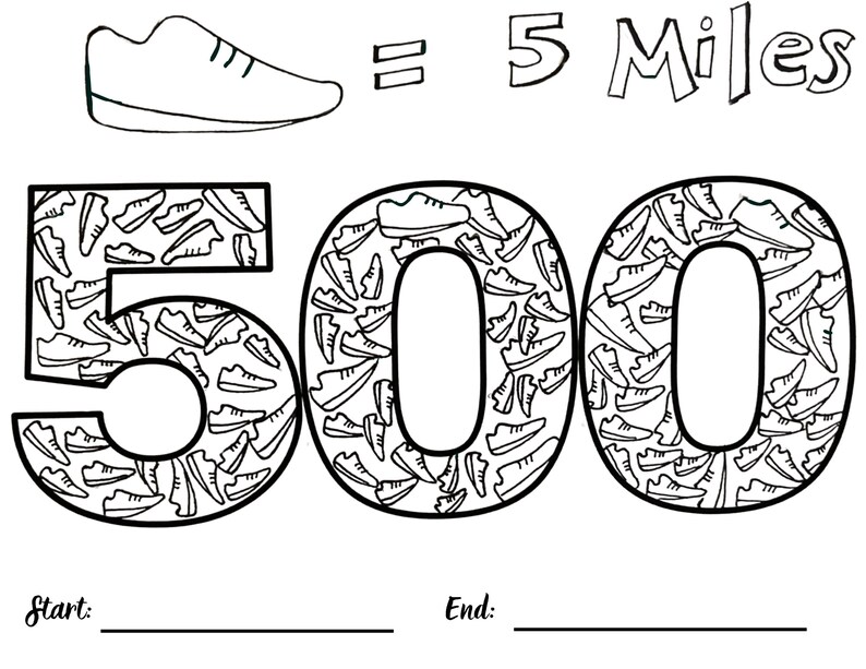 Mile Tracker Coloring Page - Etsy
