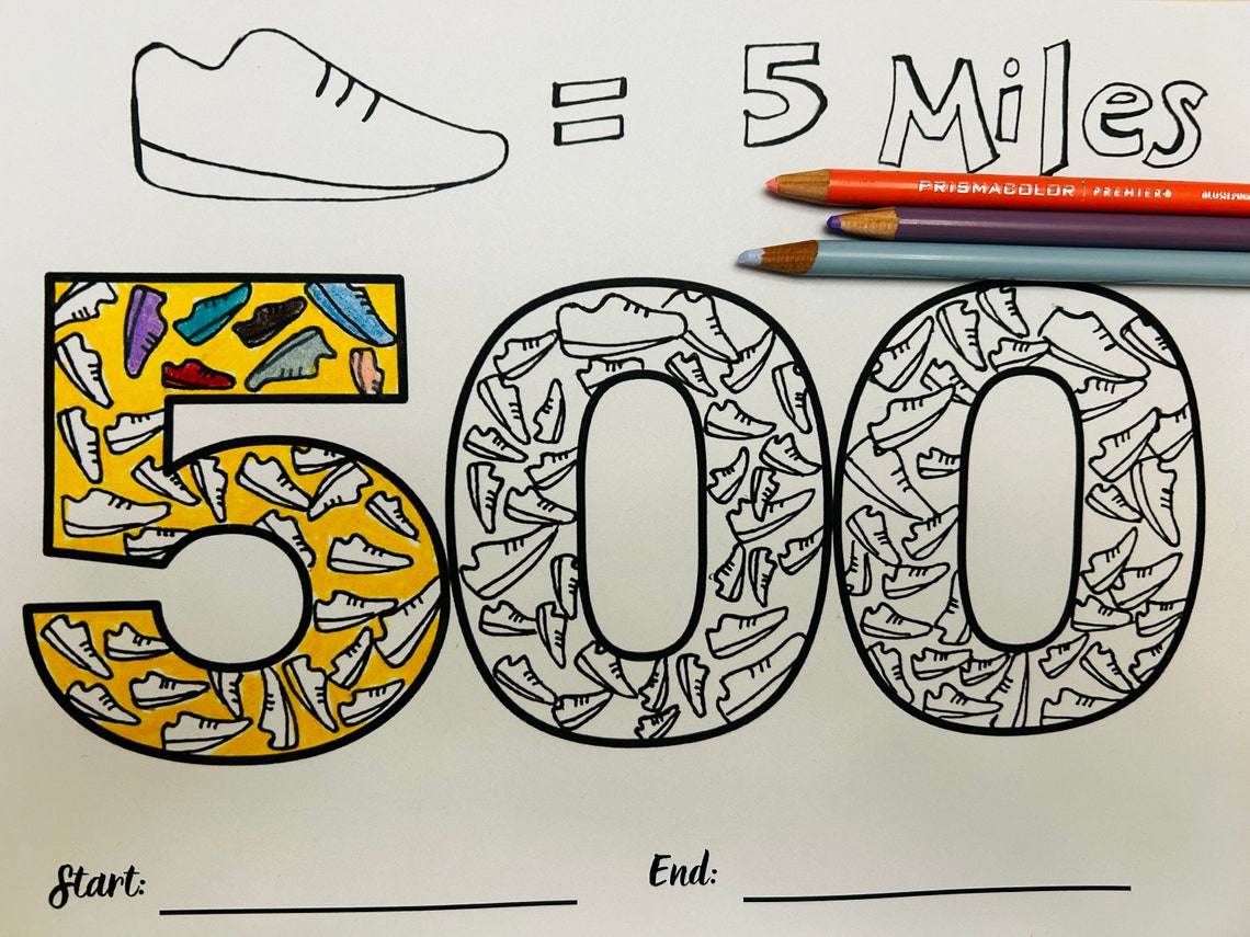 Mile Tracker Coloring Page - Etsy