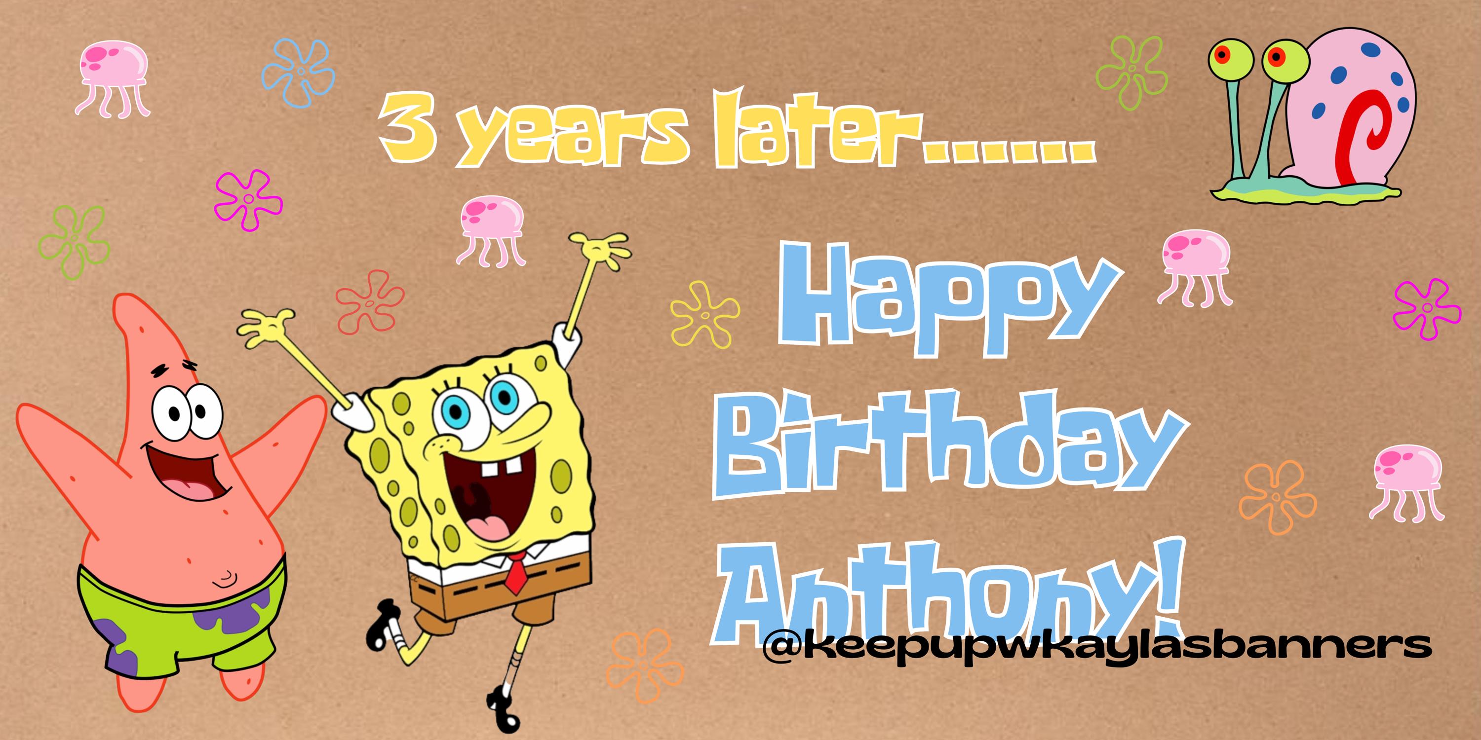 Hand-painted Spongebob Themed Birthday Banner - Etsy
