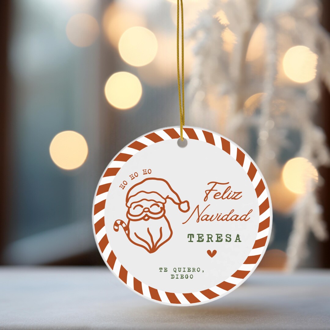 Personalized Spanish Christmas Ornament - Feliz Navidad Santa Design - Etsy