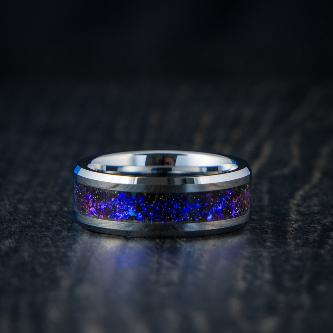 Men's Tungsten Outer Space Wedding Band Galaxy, Galaxy Opal Engagement ...