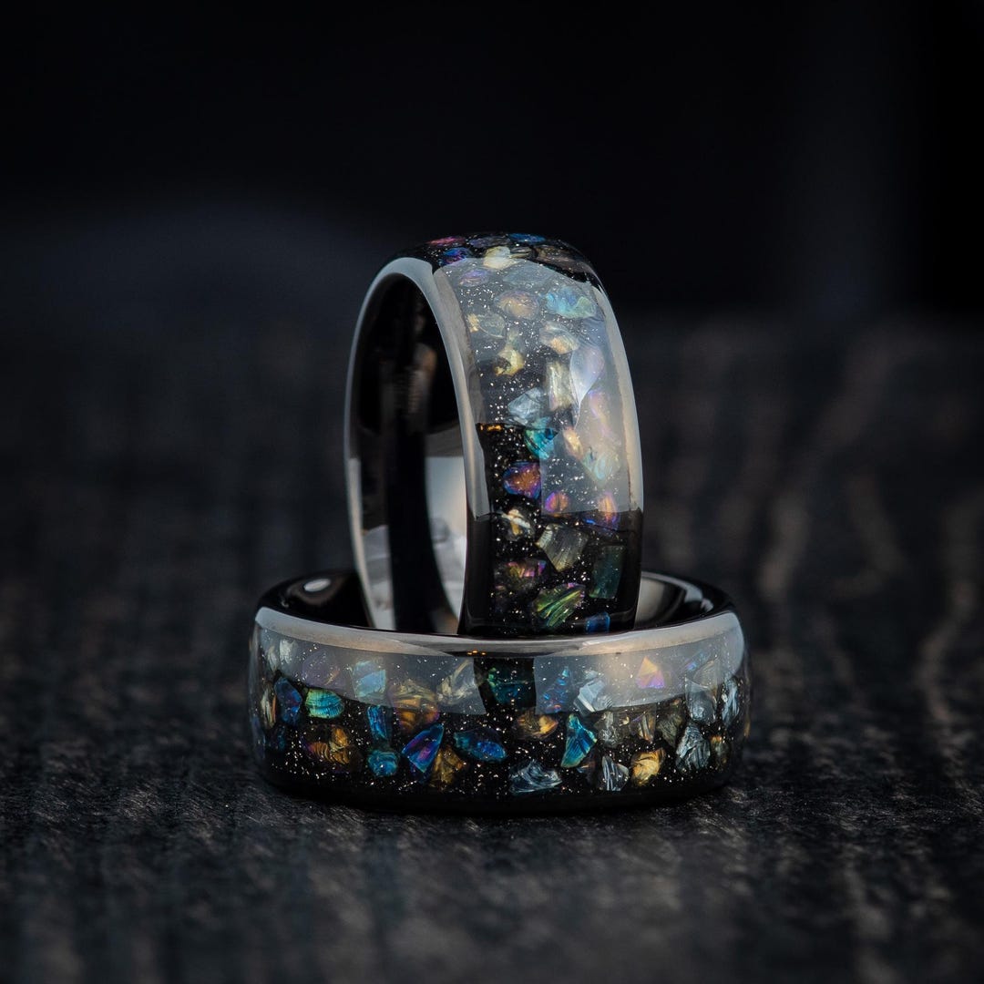 Men's Unique Wedding Band, Tungsten Ring for Men, Cosmos Engagement ...