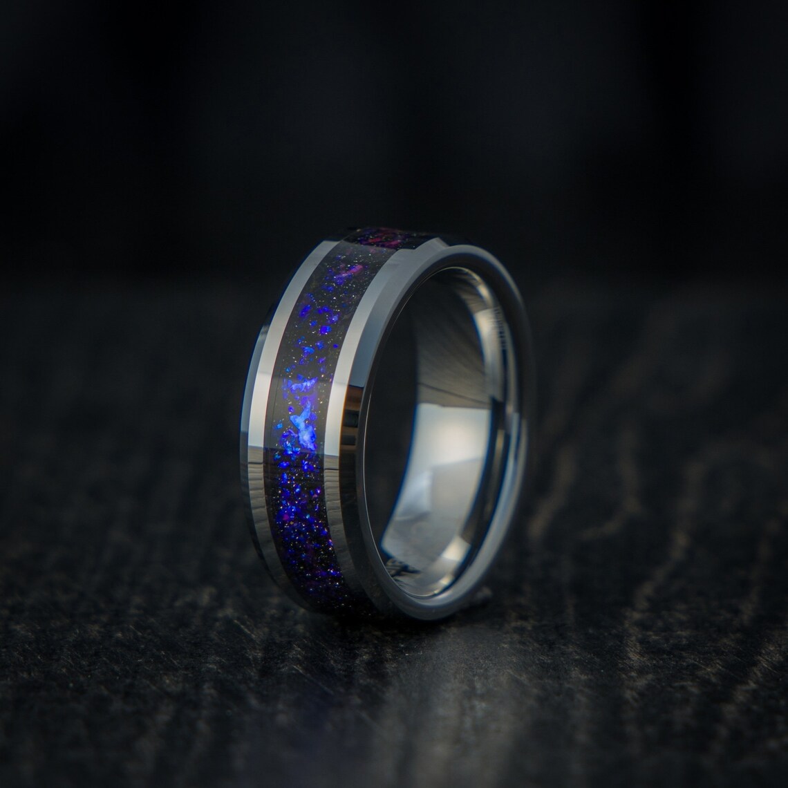 Men's Tungsten Outer Space Wedding Band Galaxy, Galaxy Opal Engagement ...