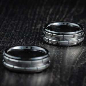 Custom Engraved Unique Wedding Band, Mens Tungsten Ring, Personalized ...