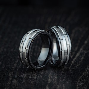 Custom Engraved Unique Wedding Band, Mens Tungsten Ring, Personalized ...