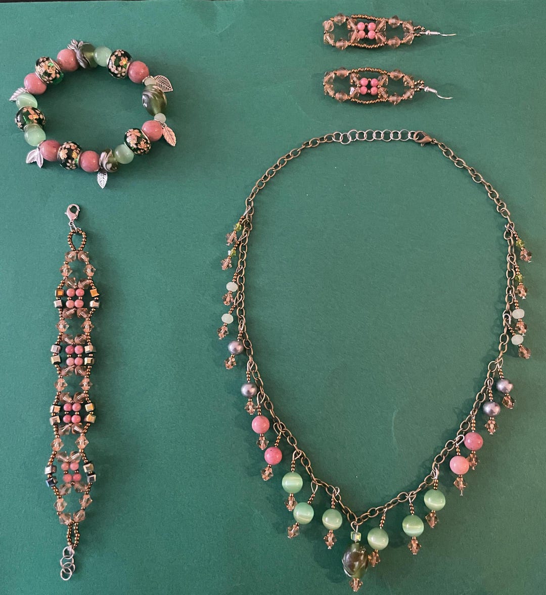 Japan Inspired Handmade Beaded Jewelry Set, NARA COLLECTION, Includes ...