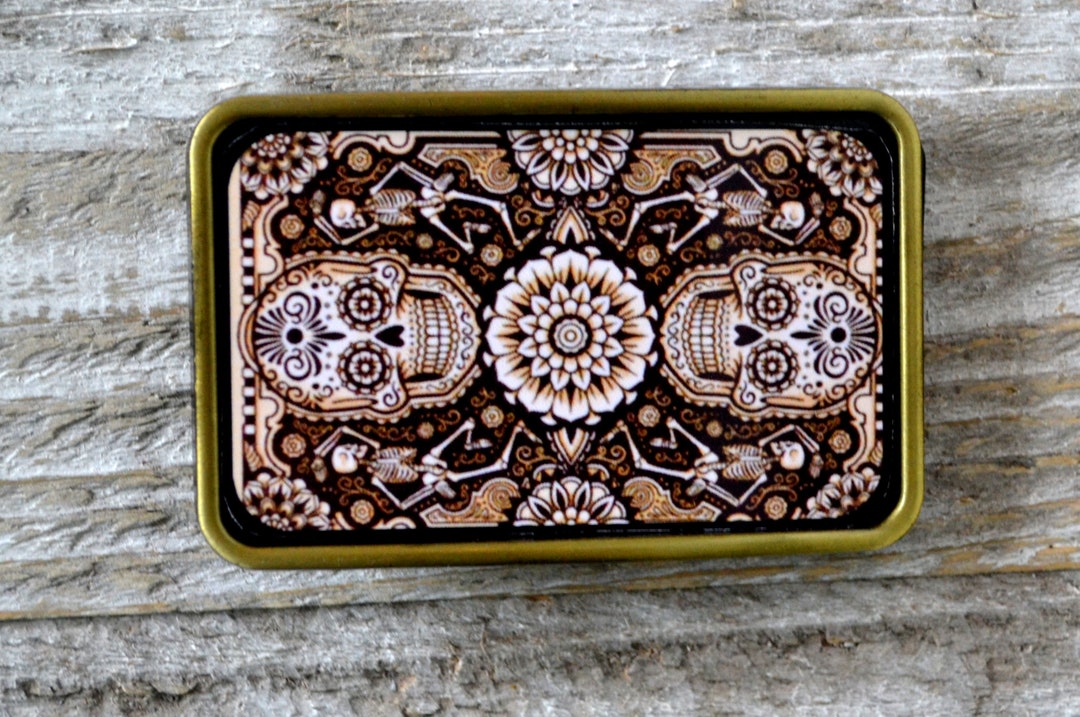 The Ivey Belt -vintage Skull Playing Card Belt Buckle With Black ...