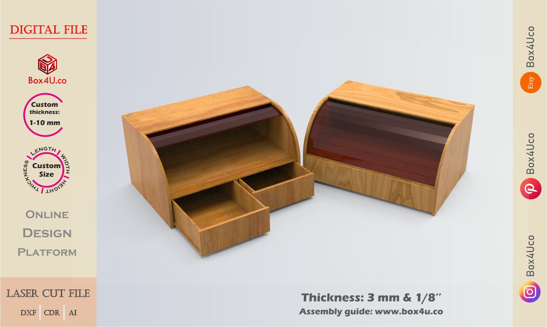 Custom Bread Box Design Files | DIY Laser Cut Plans | Digital ...