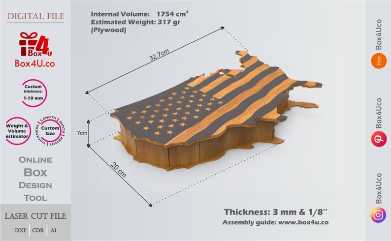 USA Map Box Design Files | DIY Laser Cut Plans | Digital Woodworking ...