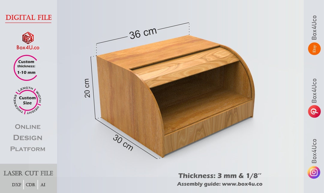 Custom Bread Box Design Files | DIY Laser Cut Plans | Digital ...