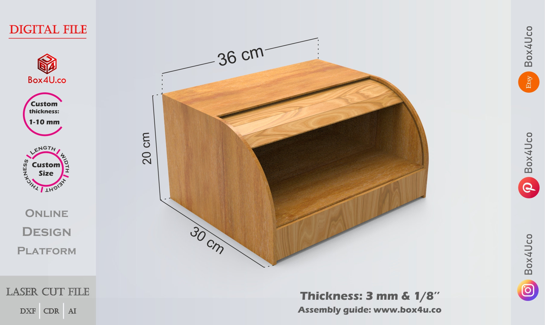 Custom Bread Box Design Files | DIY Laser Cut Plans | Digital ...