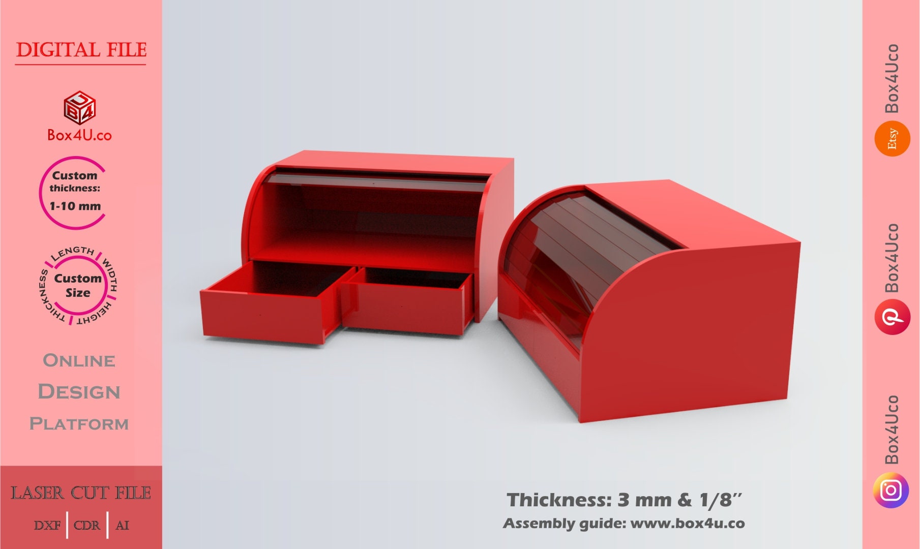 Laser Cut Bread Box Design Files: DIY Woodworking Plans (digital ...