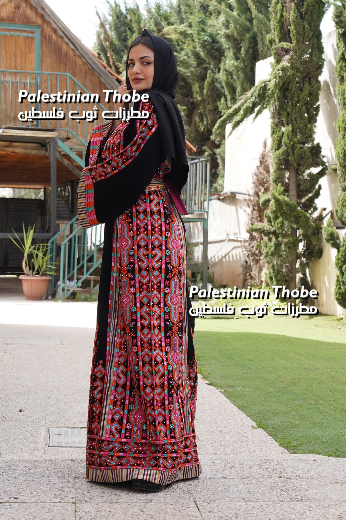 Elegant Palestinian Thobe Embroidery Tatreez Jordanian Dress ...