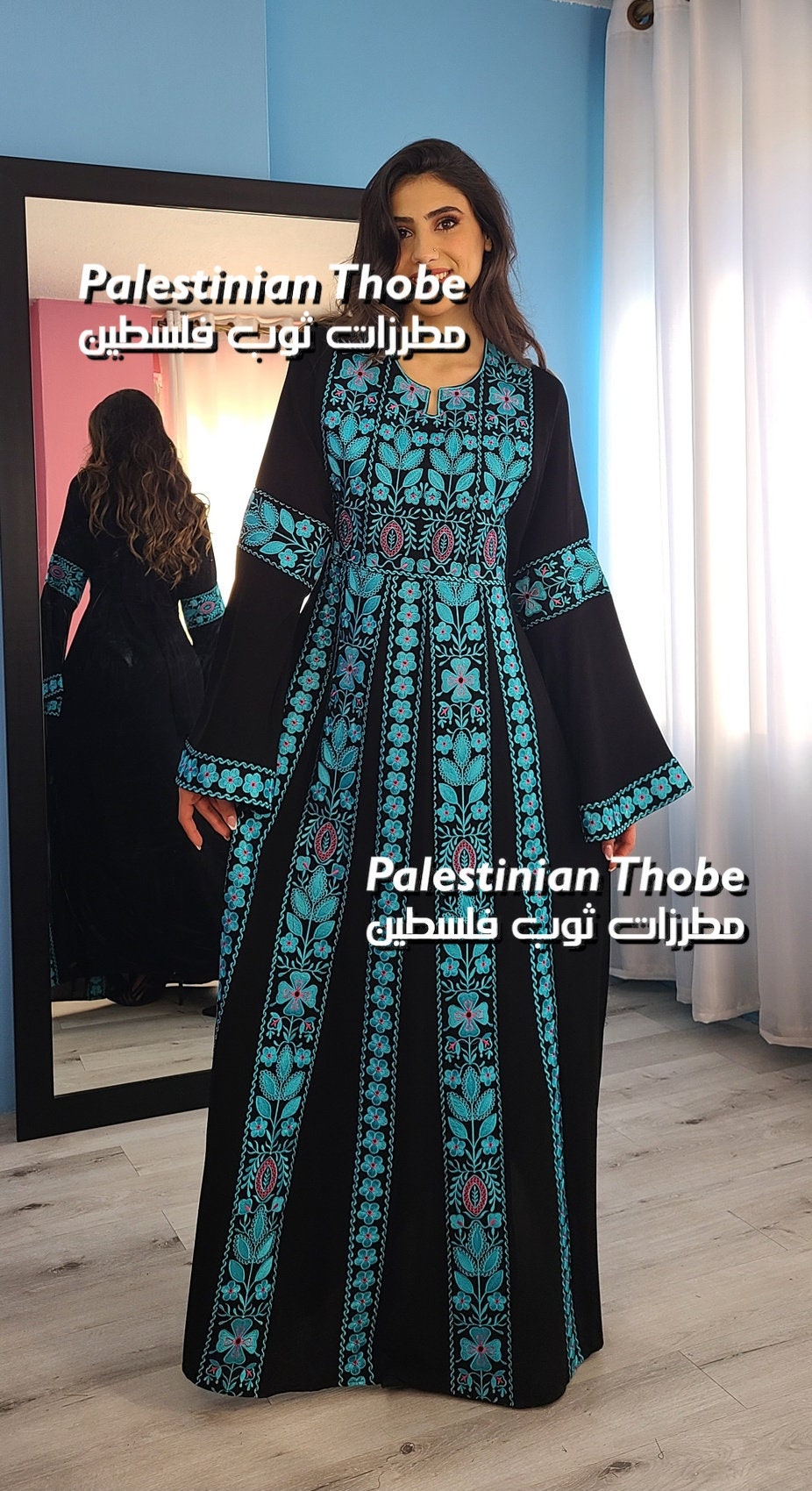 Elegant Palestinian Thobe Embroidery Tatreez Jordanian Dress ...