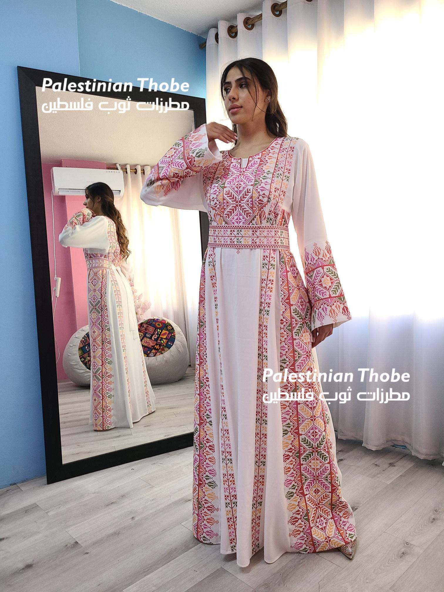 Elegant Palestinian Thobe Embroidery Tatreez Jordanian Dress ...