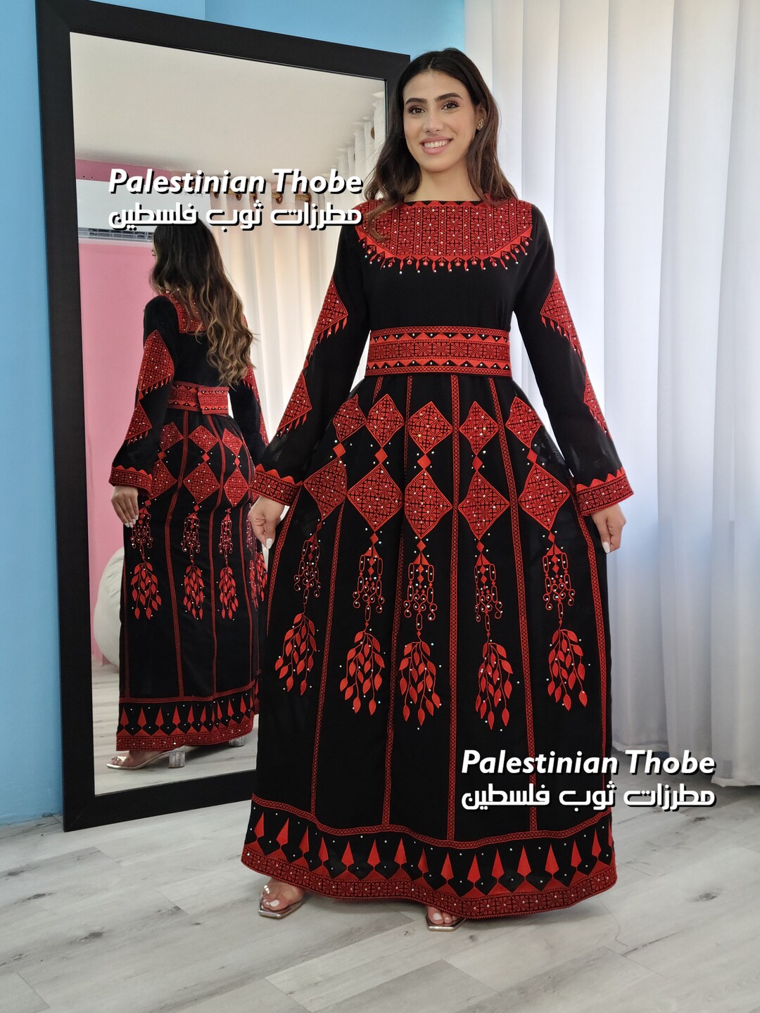 Elegant Palestinian Thobe Embroidery Tatreez Jordanian Dress ...