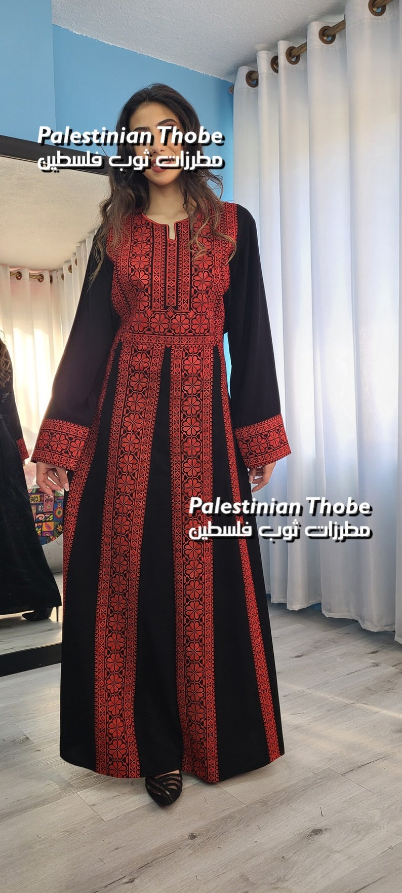 Elegant Palestinian Thobe Embroidery Tatreez Jordanian Dress ...