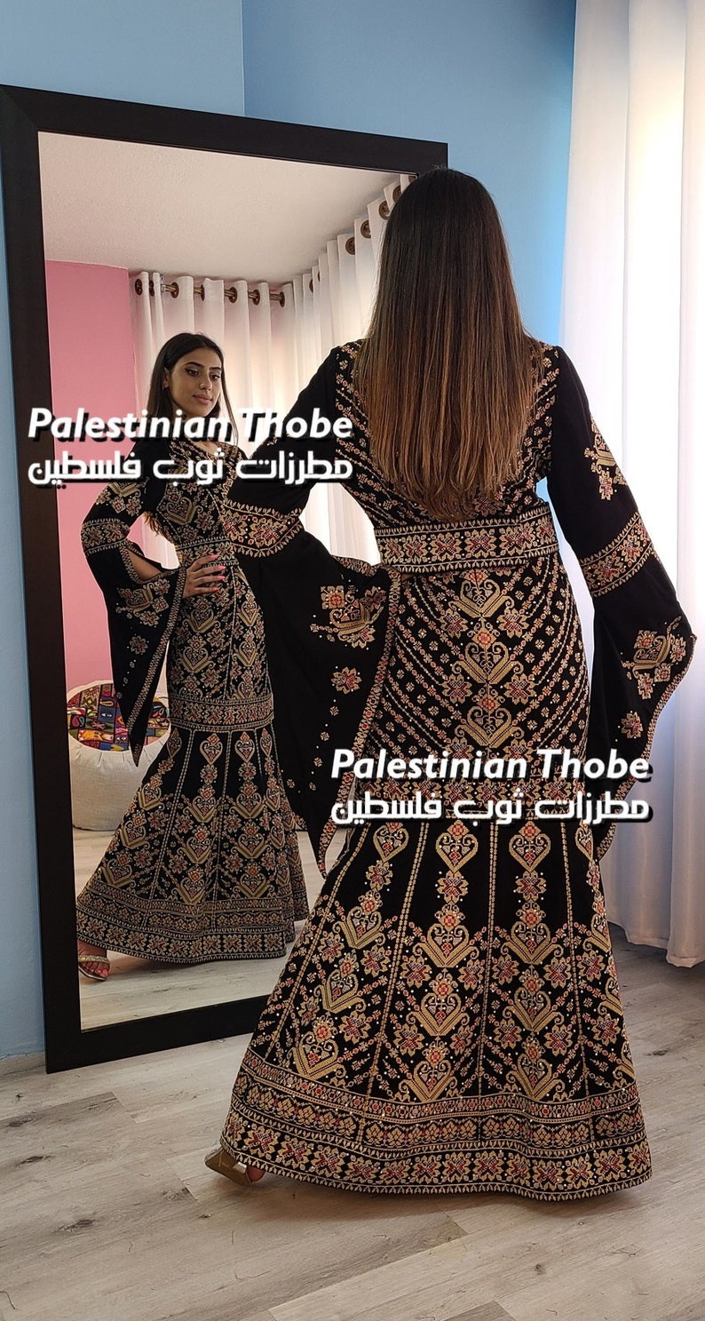 Elegant Mermaid Palestinian Thobe Embroidery Tatreez Jordanian Dress ...