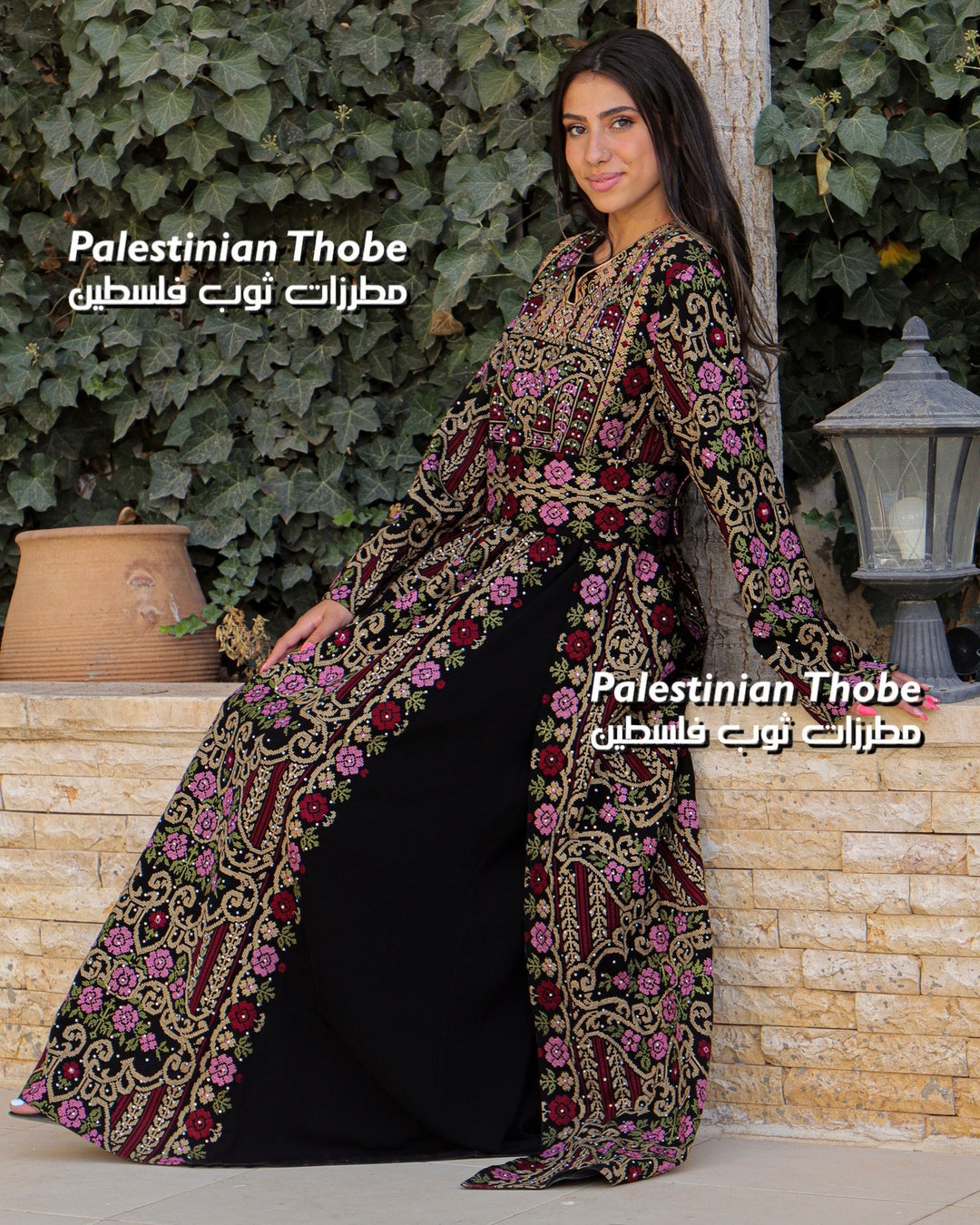 Elegant Palestinian Thobe Embroidery Tatreez Jordanian Dress ...