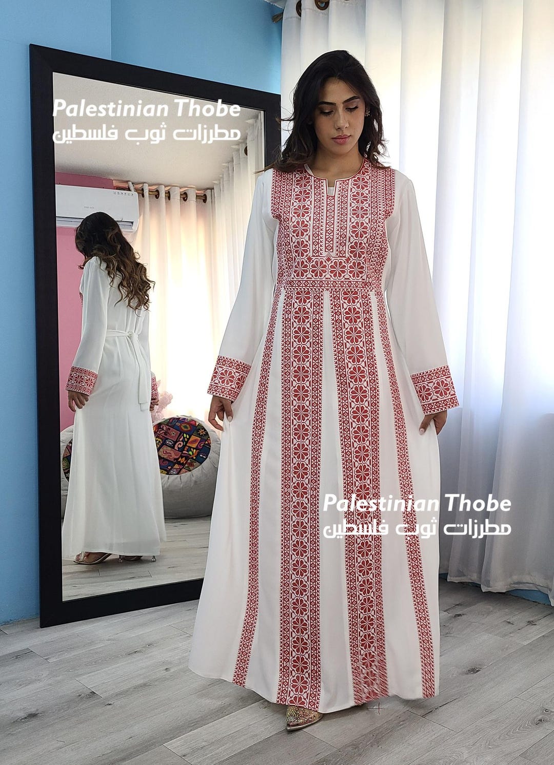Elegant Palestinian Thobe Embroidery Tatreez Jordanian Dress ...