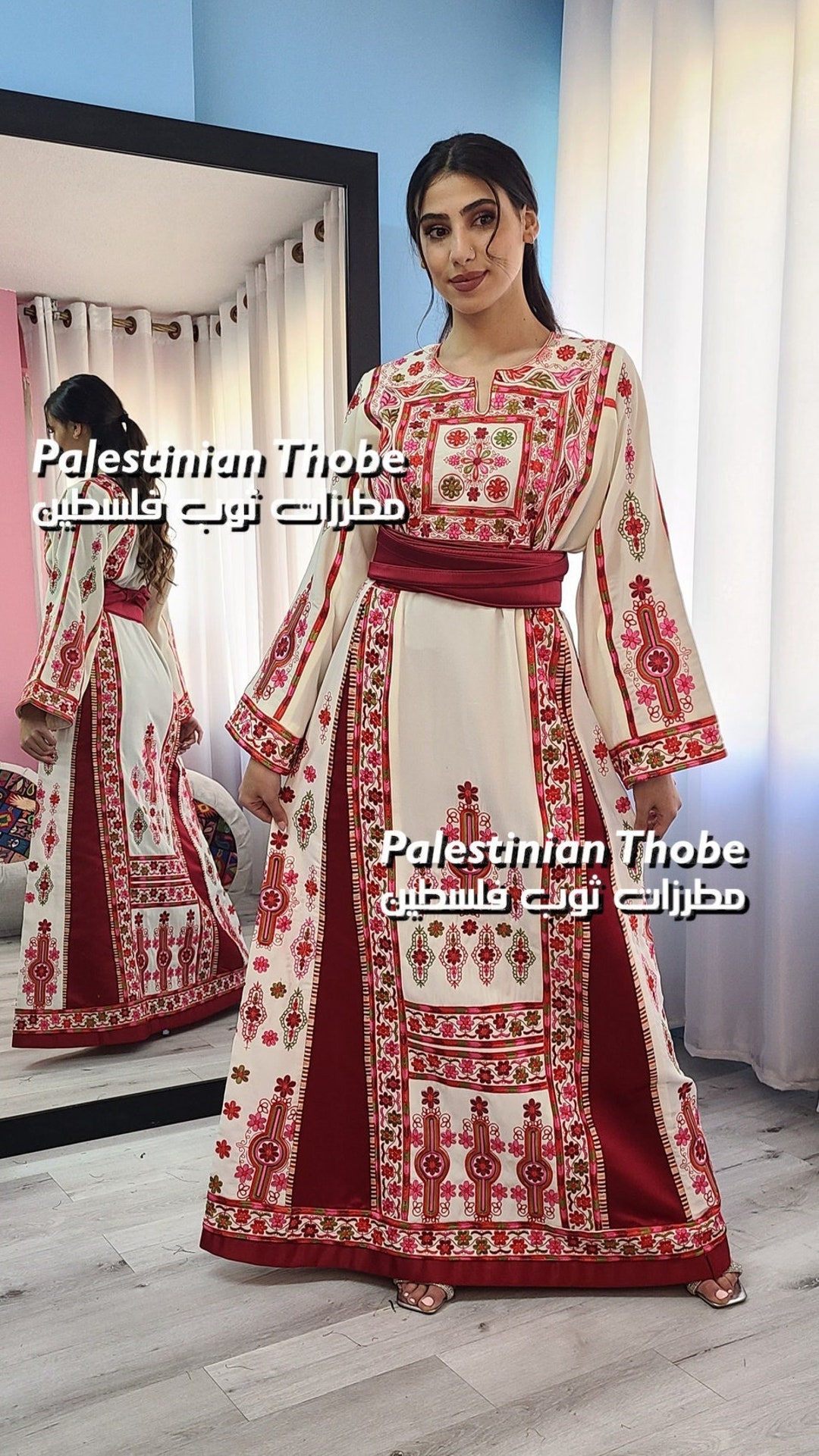 Elegant Palestinian Thobe Embroidery Tatreez Jordanian Dress ...