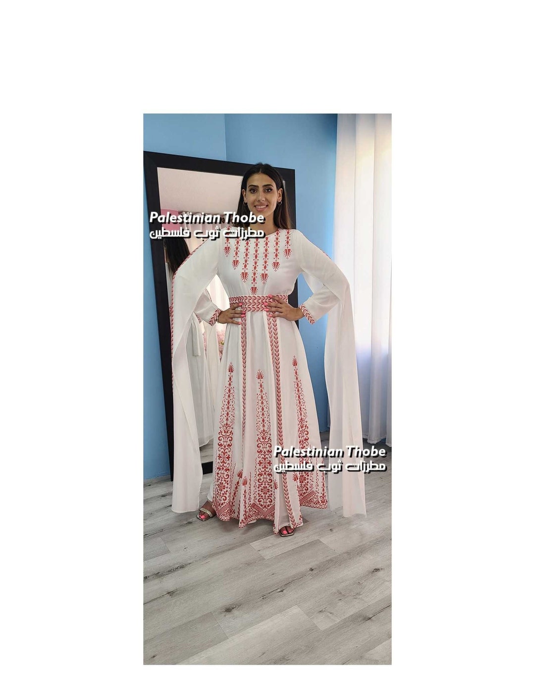 Luxury Embroidered Bridal Wedding Henna Palestinian Thobe Embroidery ...