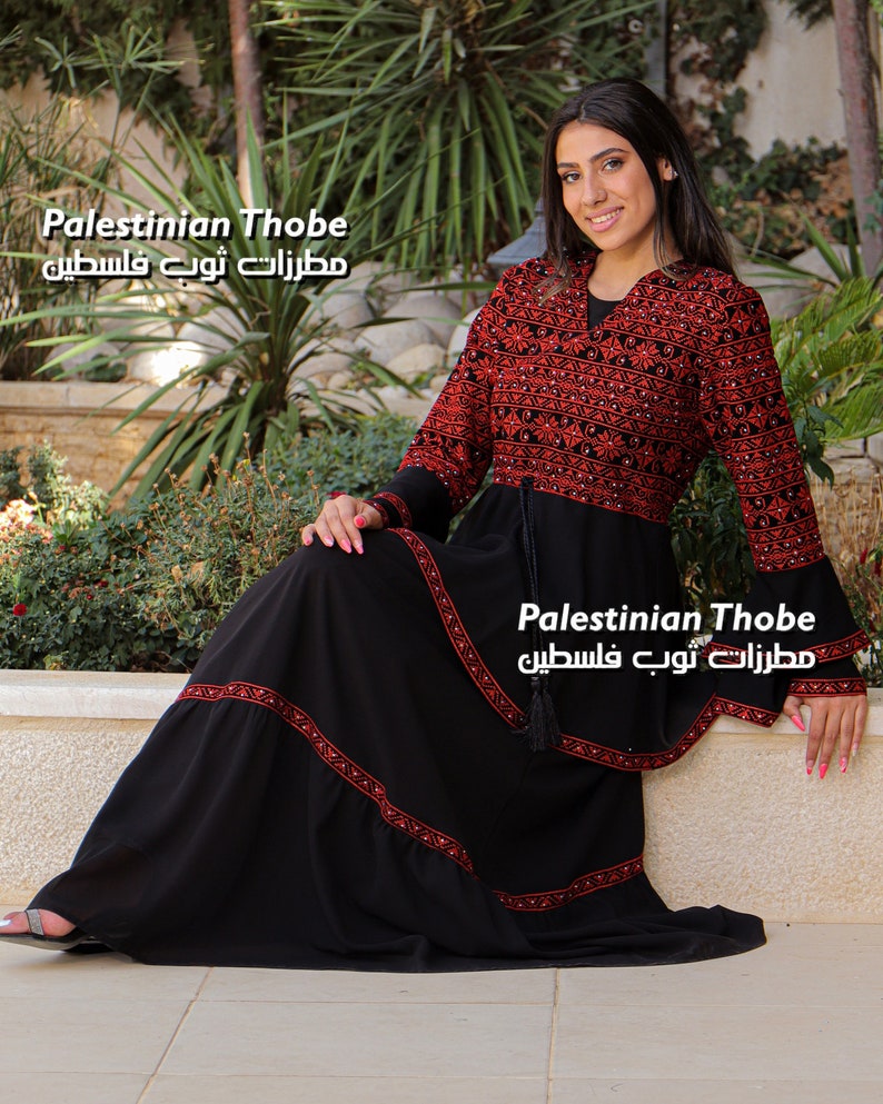 Elegant Palestinian Thobe Embroidery Tatreez Jordanian Dress ...