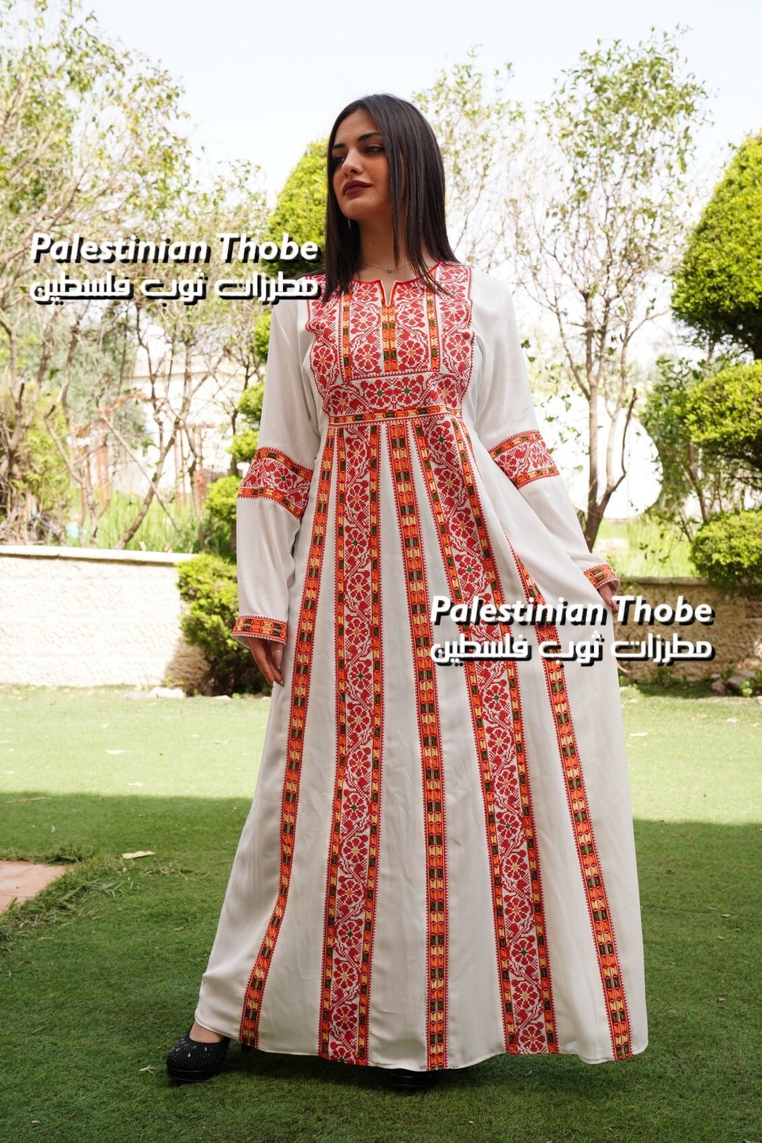 Elegant Palestinian Thobe Embroidery Tatreez Jordanian Dress ...