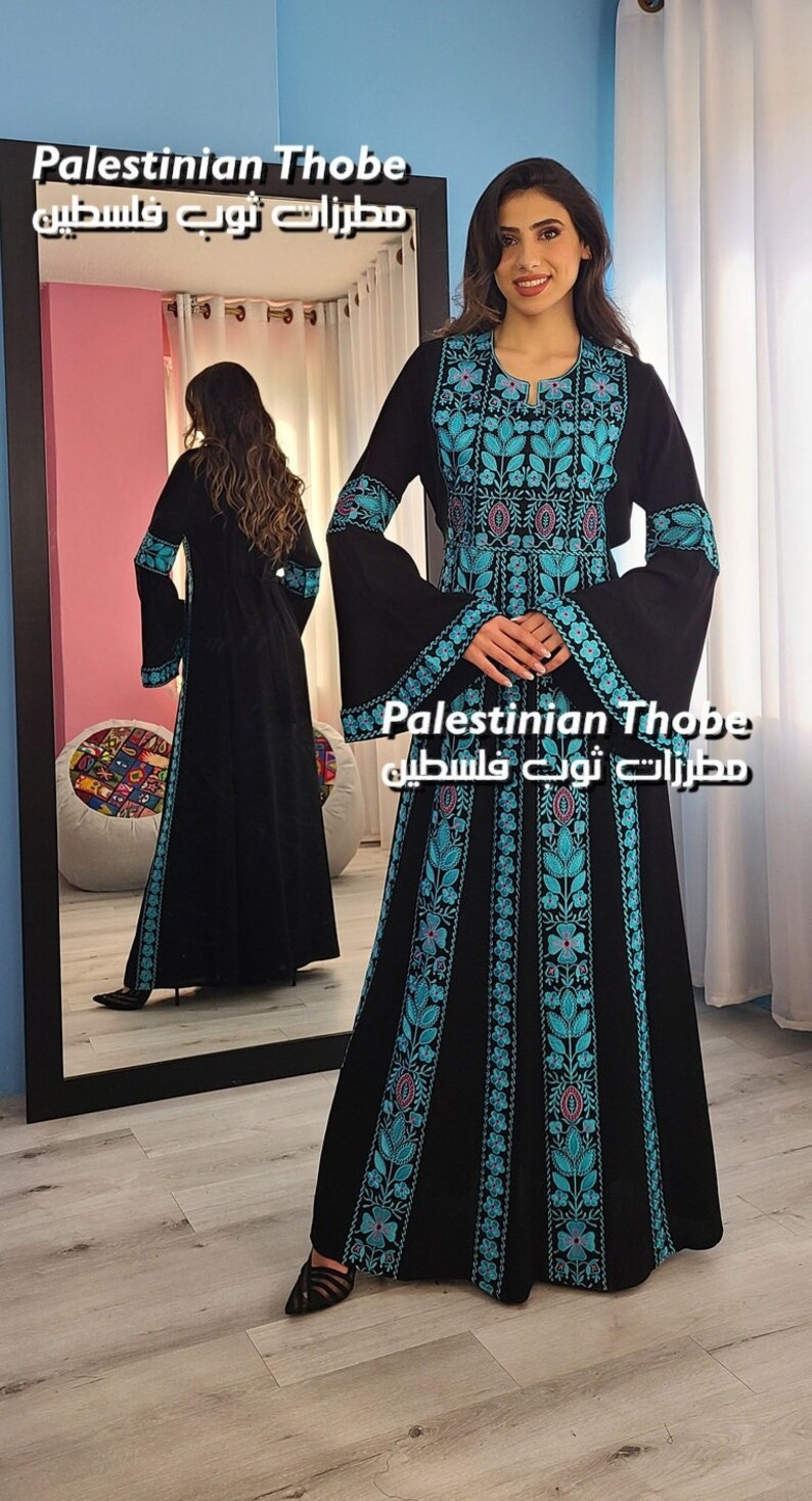 Elegant Palestinian Thobe Embroidery Tatreez Jordanian Dress ...