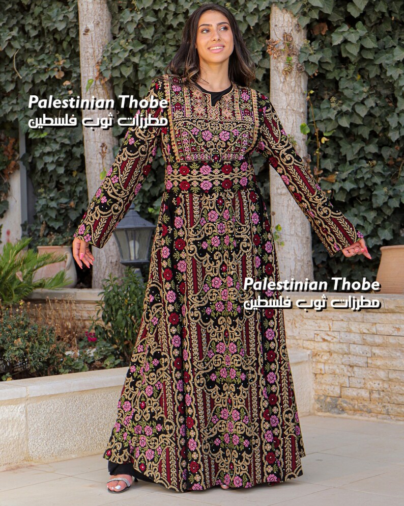 Elegant Palestinian Thobe Embroidery Tatreez Jordanian Dress ...