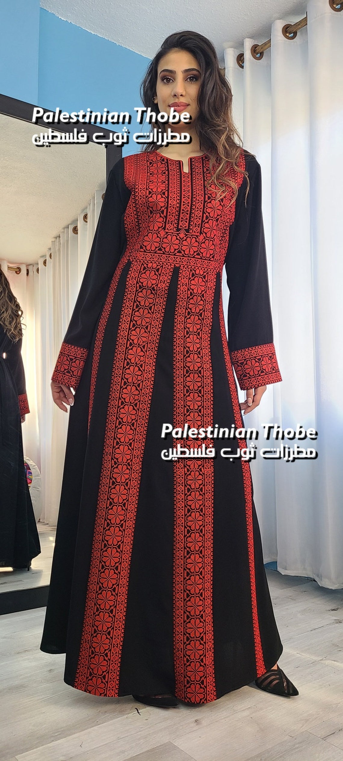 Elegant Palestinian Thobe Embroidery Tatreez Jordanian Dress ...