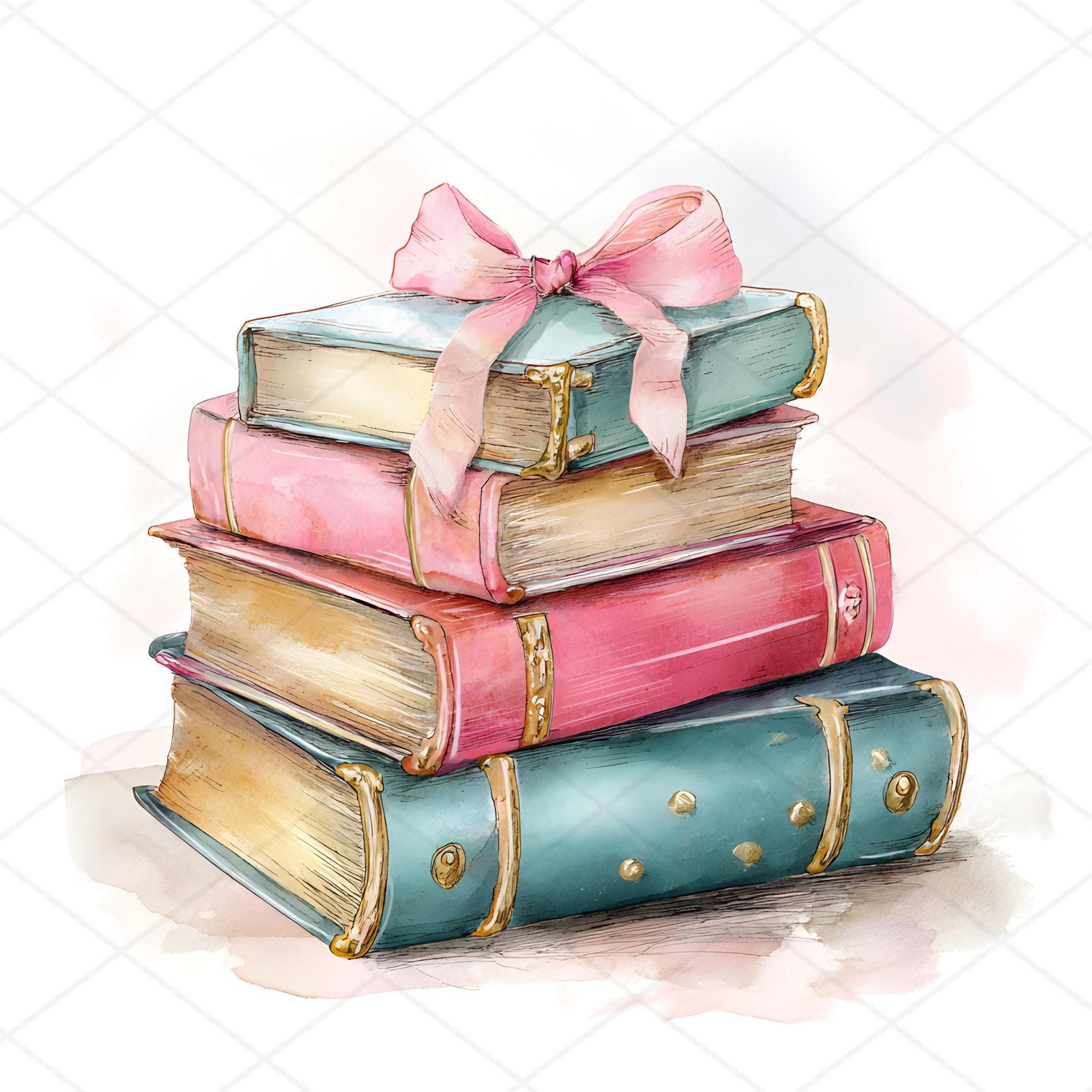 18 Pastel Shabby Chic Books Clipart, Cottage Book Flowers Clipart ...