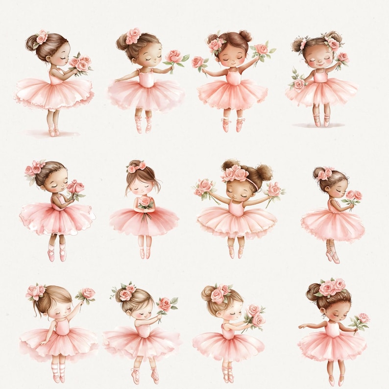 35 Watercolor Ballerina Clipart PNG, Pink Ballerina Cute Ballet Clipart ...