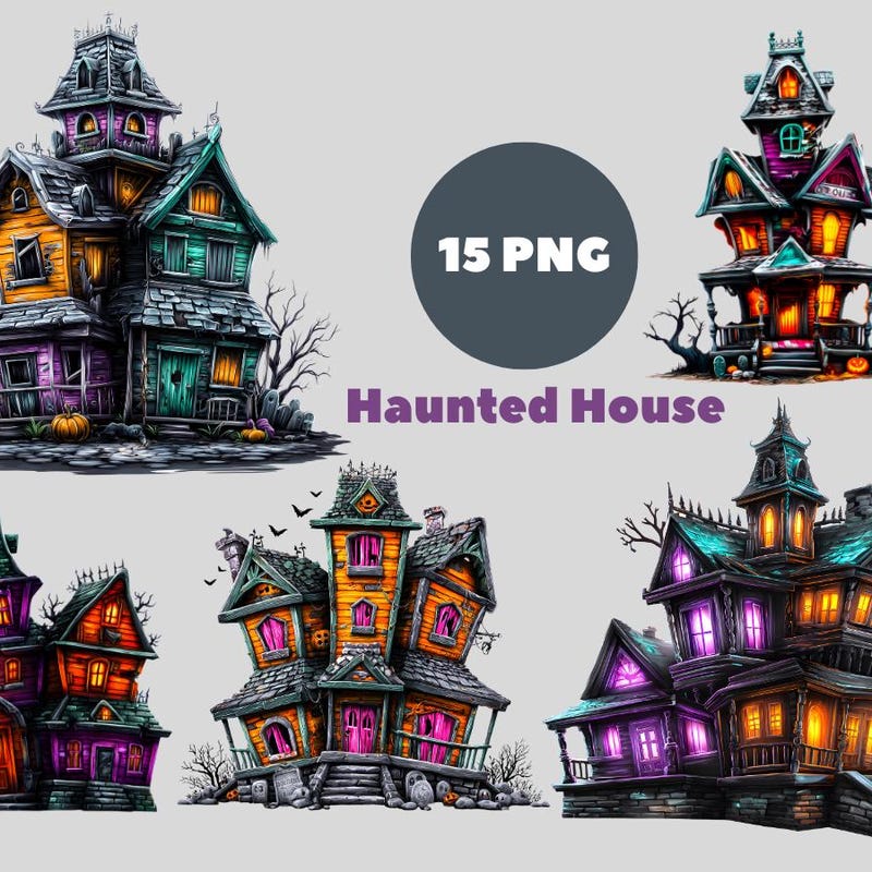 Haunted House Clip Art - Etsy