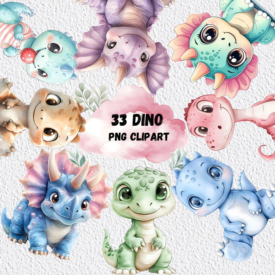 Cute Dino Clipart, Baby Dino Clipart, Dinosaurs Clipart Bundle ...
