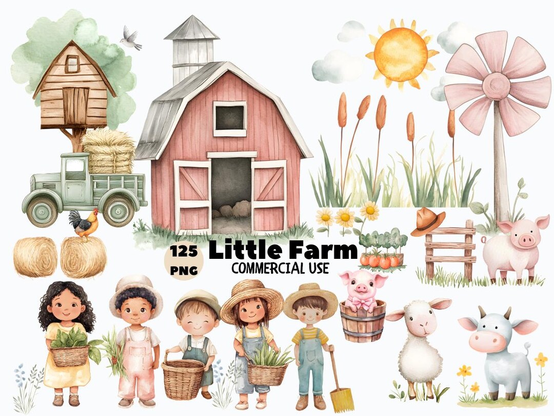 Little Farm Clipart, Baby Farm Pngs, Cottage Core Clipart, Funny Farm ...