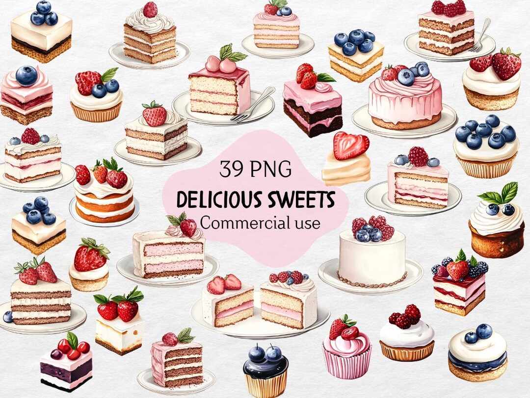Sweets Clipart Sets, Sweet Bakery PNG, Candyland Clipart Png, Tea Party ...