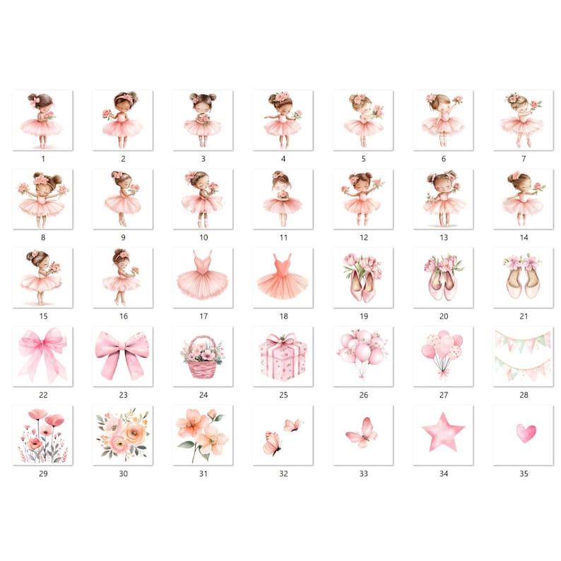 35 Watercolor Ballerina Clipart PNG, Pink Ballerina Cute Ballet Clipart ...