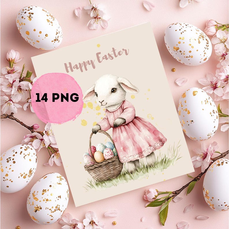 14 PNG Easter Lamb Clipart, Watercolor Spring Sheep, Cute Easter Day ...