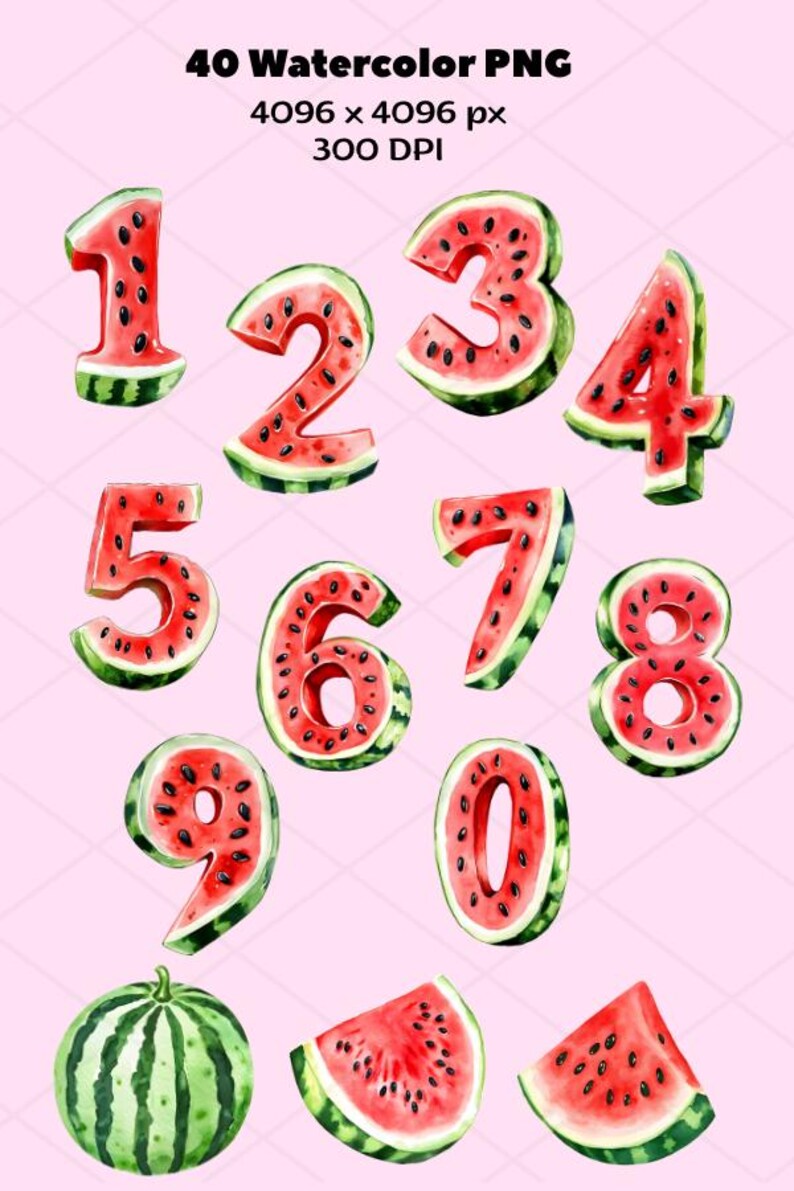 Watermelon Alphabet PNG Bundle, Letters and Applique Numbers for T ...