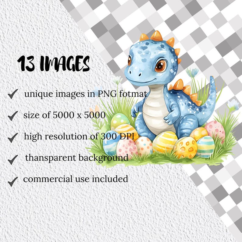 13 PNG Watercolor Easter Baby Dinosaur, Cute Dinosaur Clipart , Cartoon ...