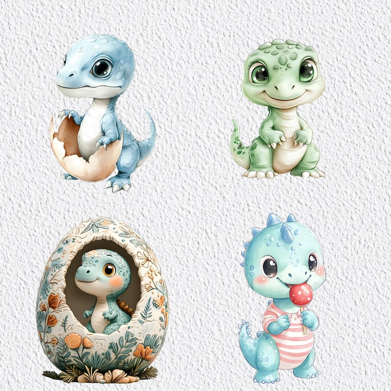 Cute Dino Clipart, Baby Dino Clipart, Dinosaurs Clipart Bundle ...