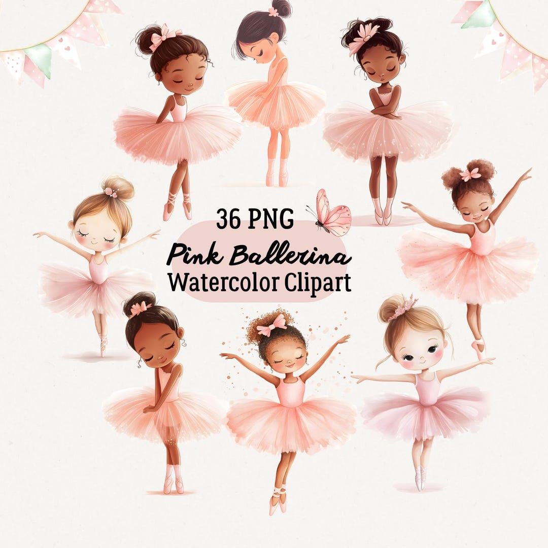 Little Pink Ballerina PNG, Cute Ballet Clipart, Watercolor Pastel ...