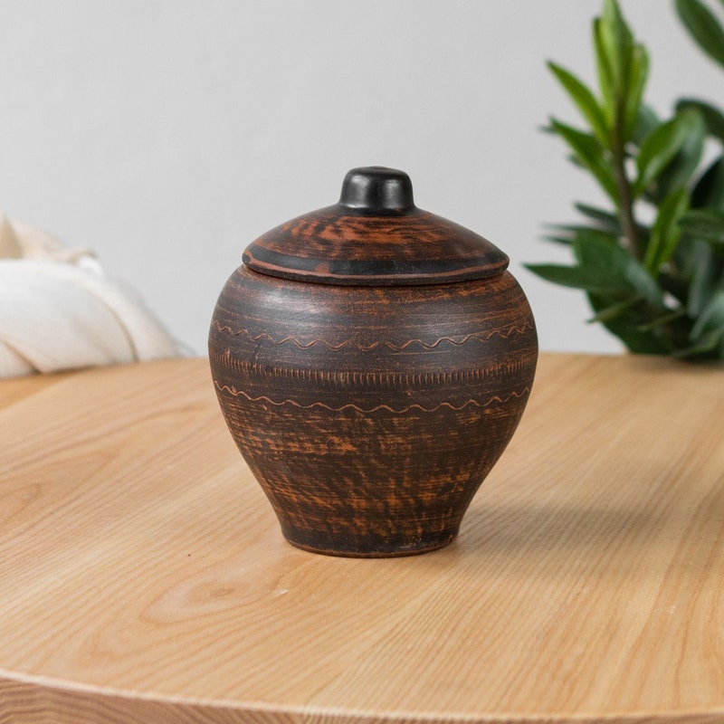 Small Clay Jar With Lids - Etsy