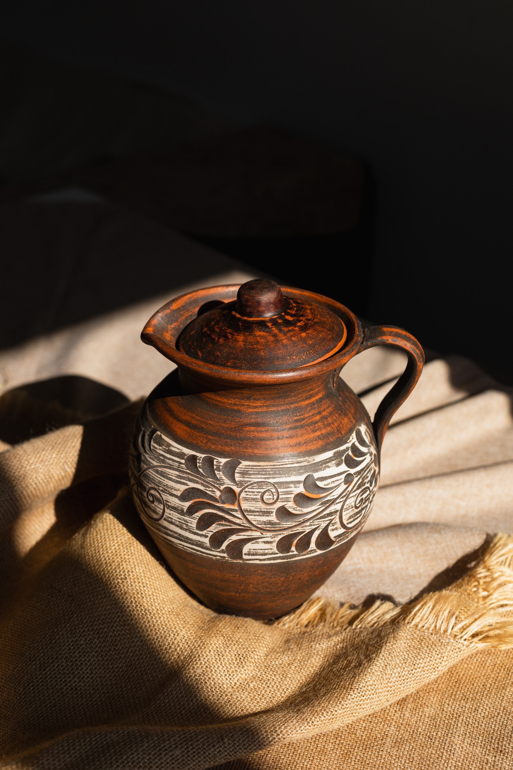 Vintage Clay Pot, Clay Pot for Water, Stoneware Engraved, Pitcher Wine ...