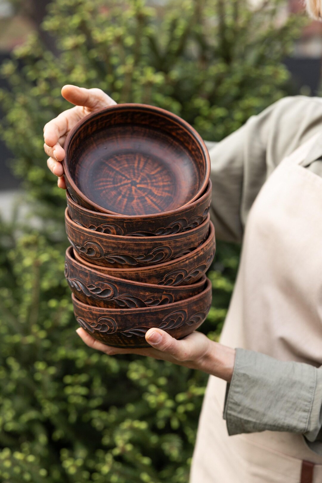 6 Piece Clay Dinnerware Set – Rustic Ceramic Serving Plates, Handmade ...