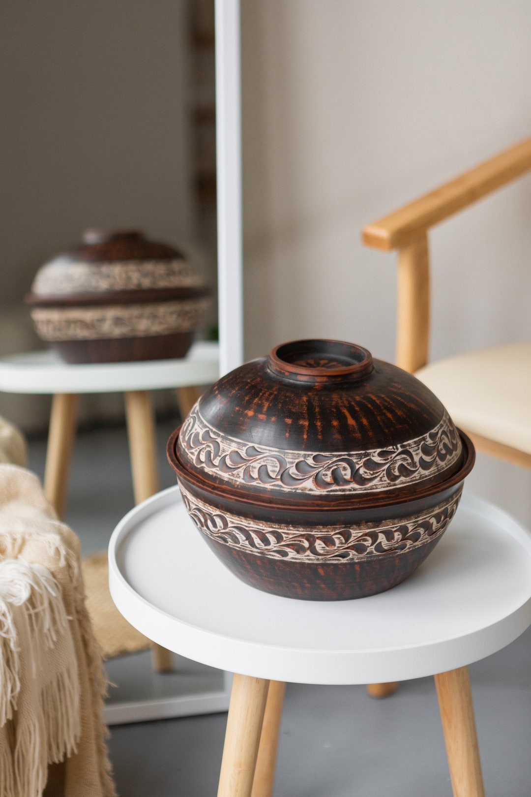 Clay Breadbox With Lid, Earthen Kadai, Bread Pot, Bread Bin, Ukrainian ...