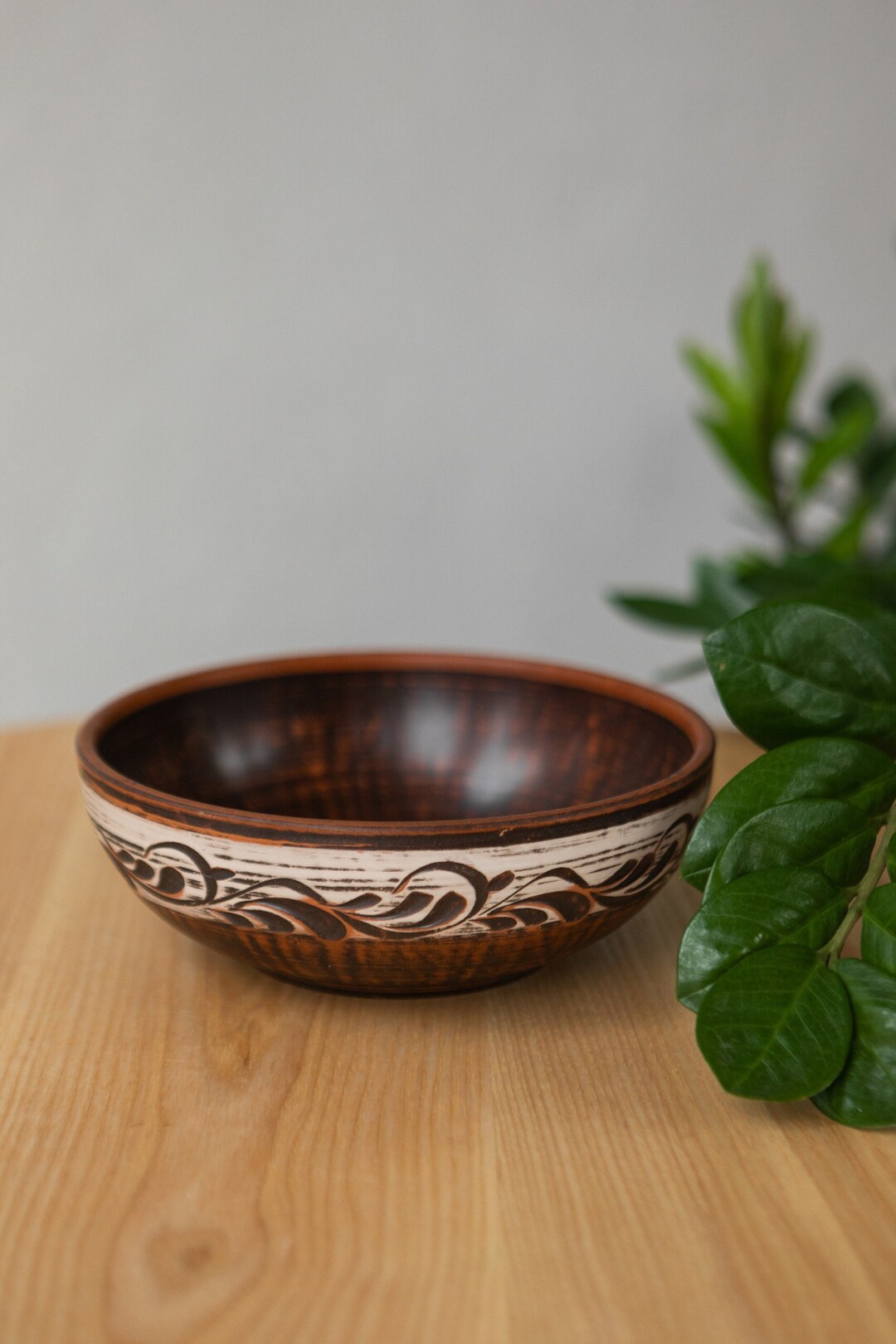 Handmade Red Clay Deep Bowl, Terracotta Soup Bowl, Large Clay Serving ...