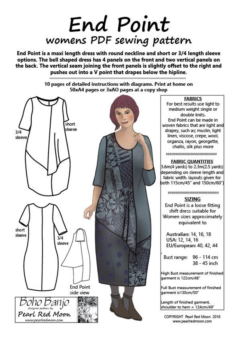 End Point Womens PDF Sewing Pattern - Etsy Australia